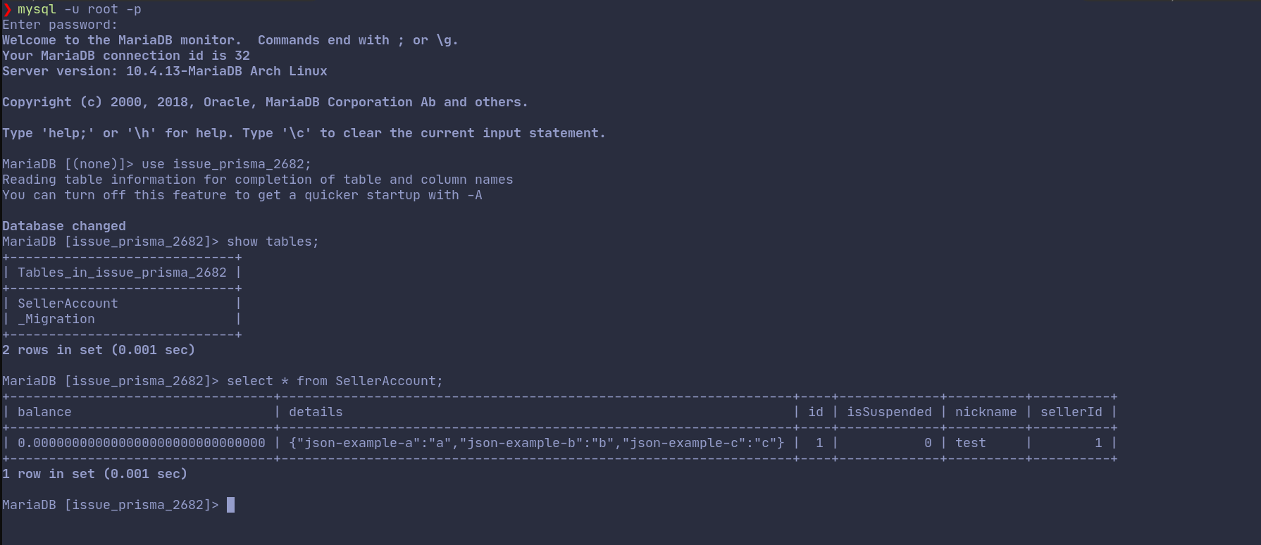 JSON type record is not created by the prisma · Issue #2682 · prisma/prisma · GitHub