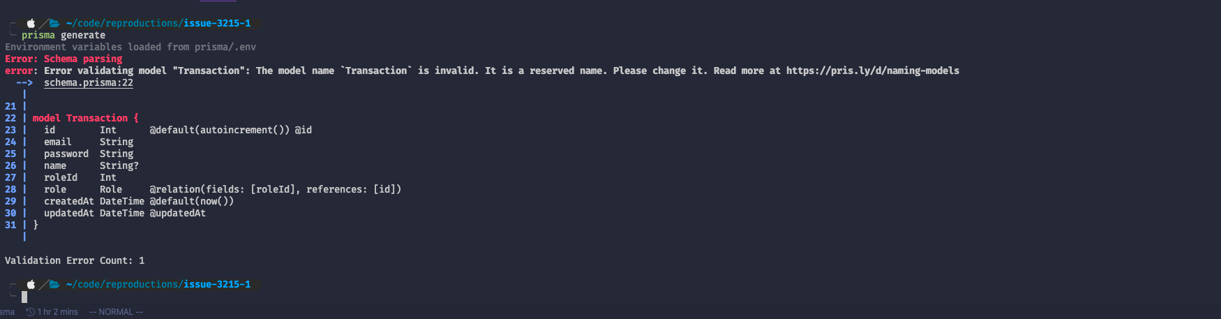 `Transaction` is still a reserved word in 2.4.1 · Issue #3215 · prisma ...