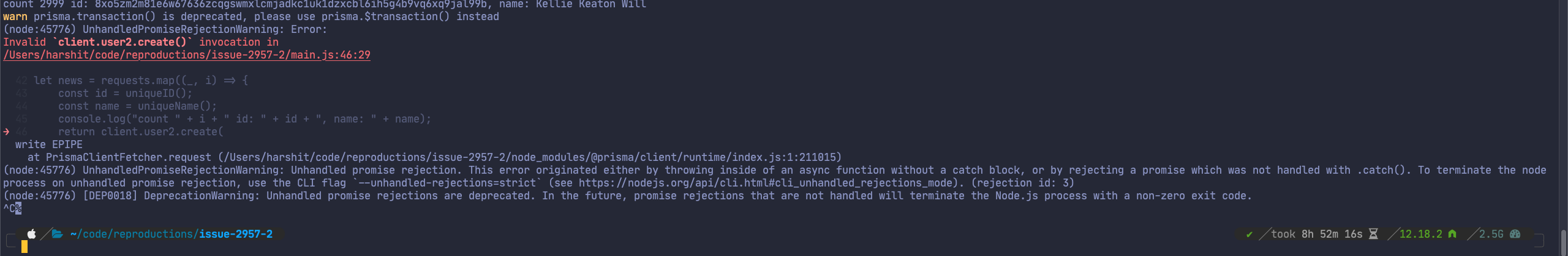.transaction([]) fails with Request Timeout Error · Issue #2957 · prisma/prisma · GitHub