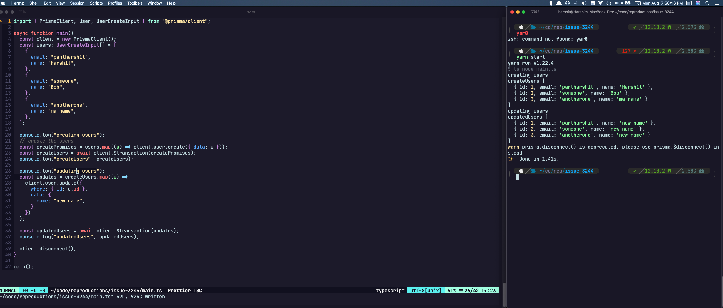 When transaction API used for update => Error: In order to use the .transaction() api, please ...