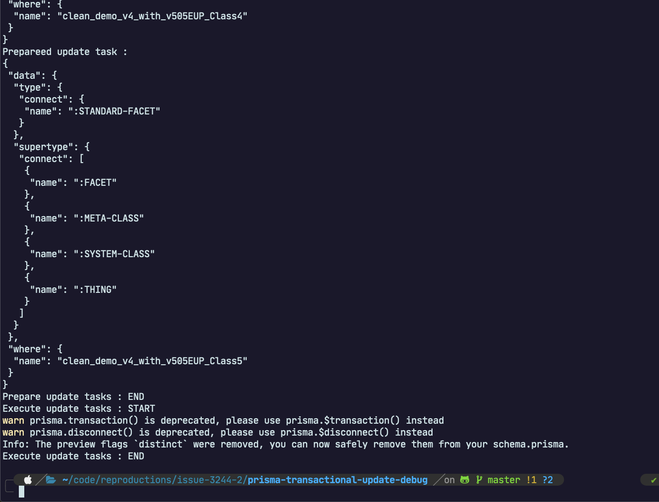 When transaction API used for update => Error: In order to use the .transaction() api, please ...