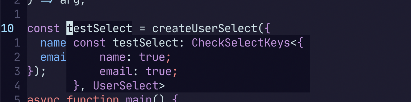 Specifying the "select" param in a query using a variable with a defined type breaks types ...