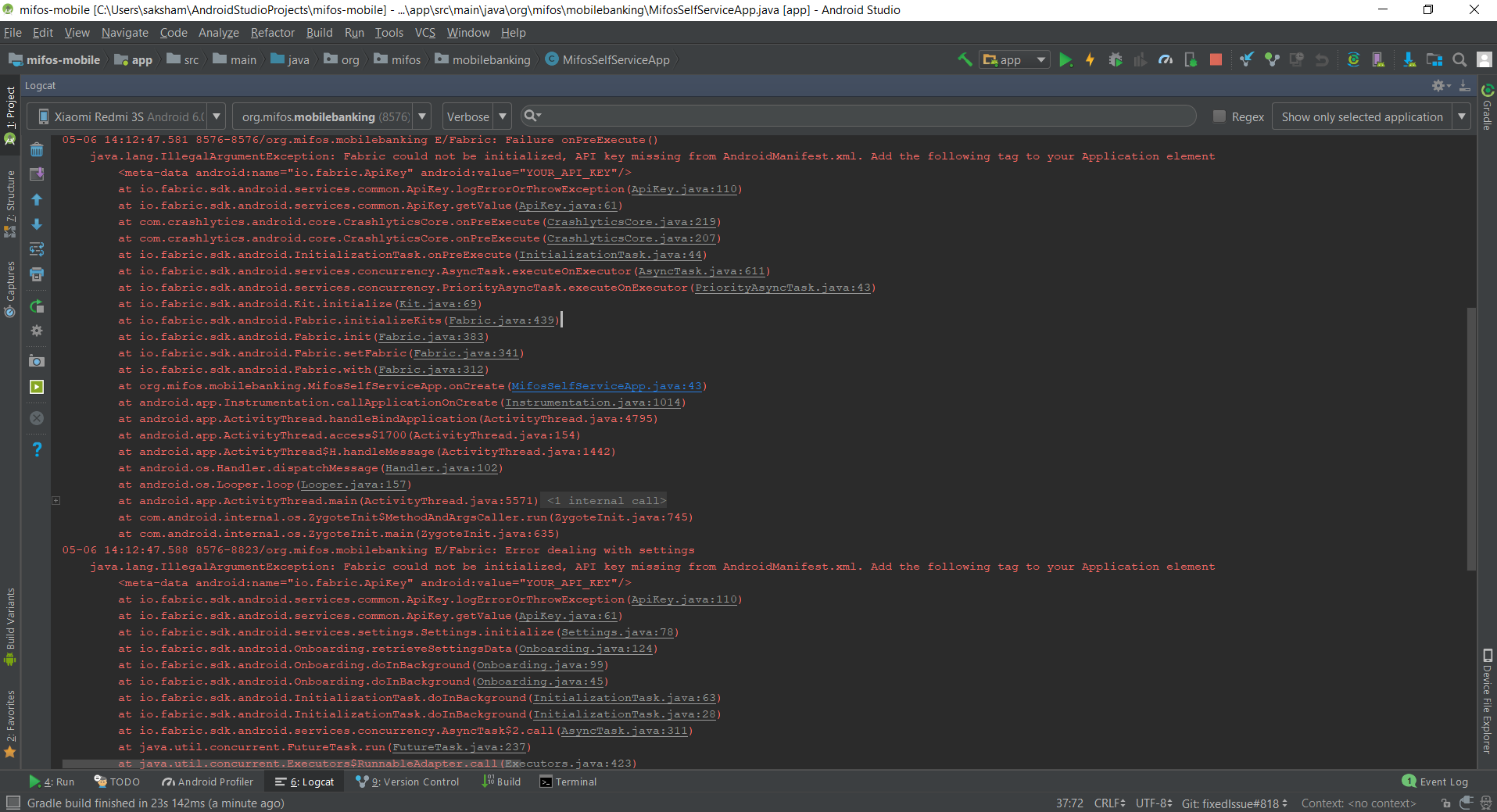 Fabric Api Key Is Missing In Android Manifest · Issue 820 · Openmfmifos Mobile · Github