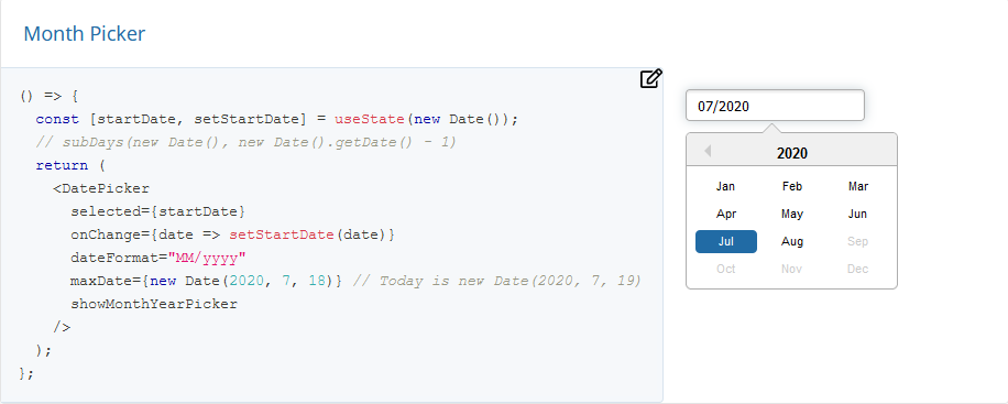 Inconsistent Maxdate Behaviour In The Month Picker · Issue 2342 · Hacker0x01 React Datepicker