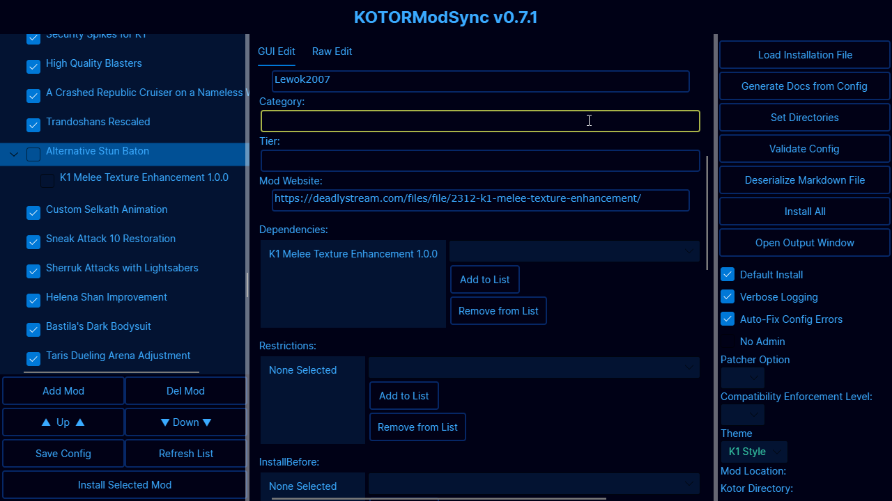 GitHub - th3w1zard1/KOTORModSync: A flexible multi-mod installer for KOTOR games.