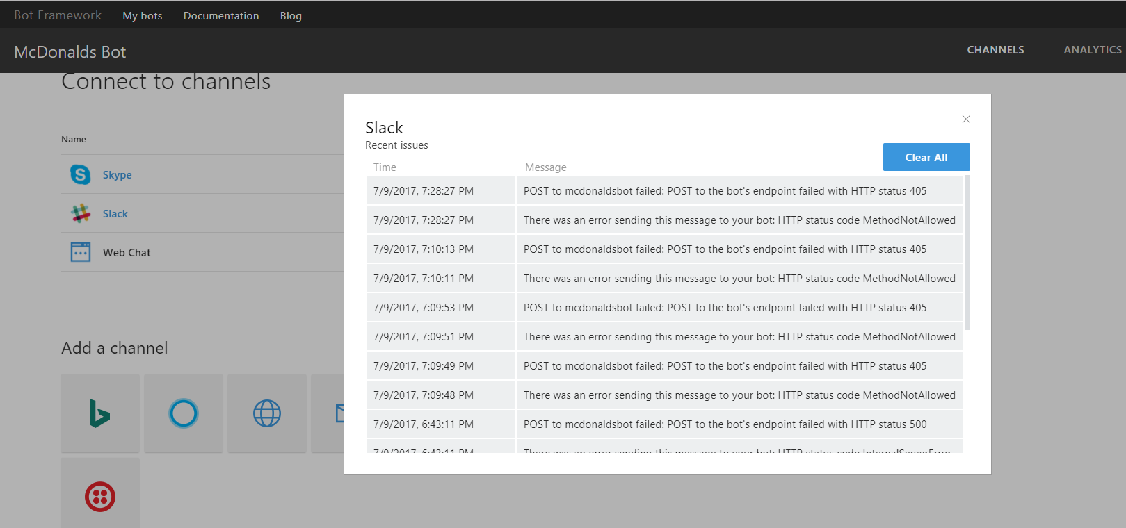 [Question] Can't get bot reply after posting on Slack · Issue #3105 · microsoft/botframework-sdk ...