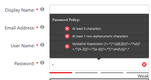 If Password Strength Regular Expression used, Password Policy popup is ...