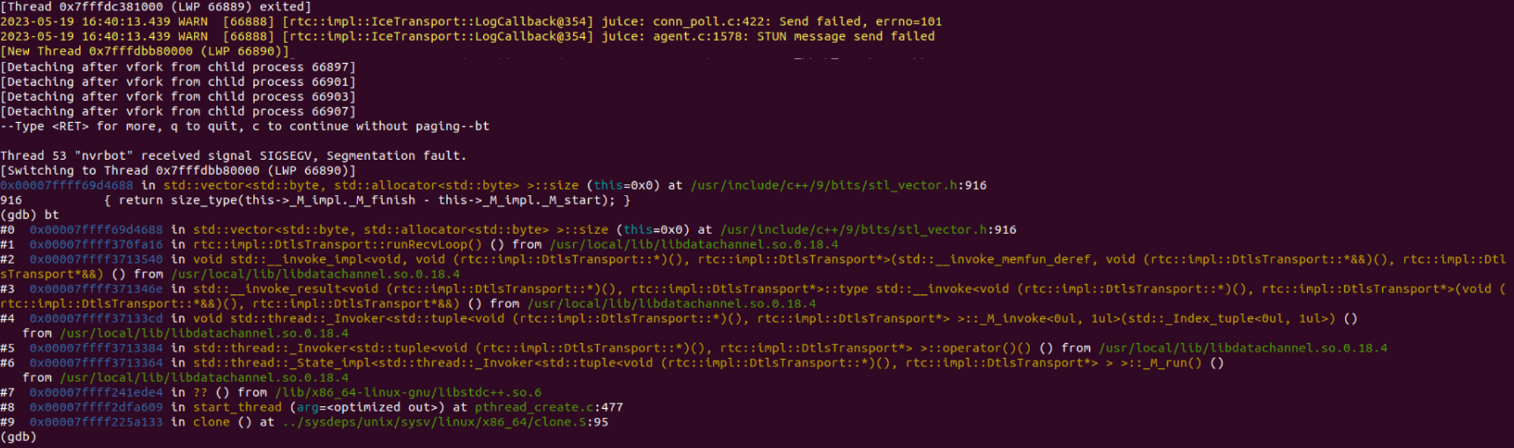 Application crashes while transferring data through DataChannel · Issue ...