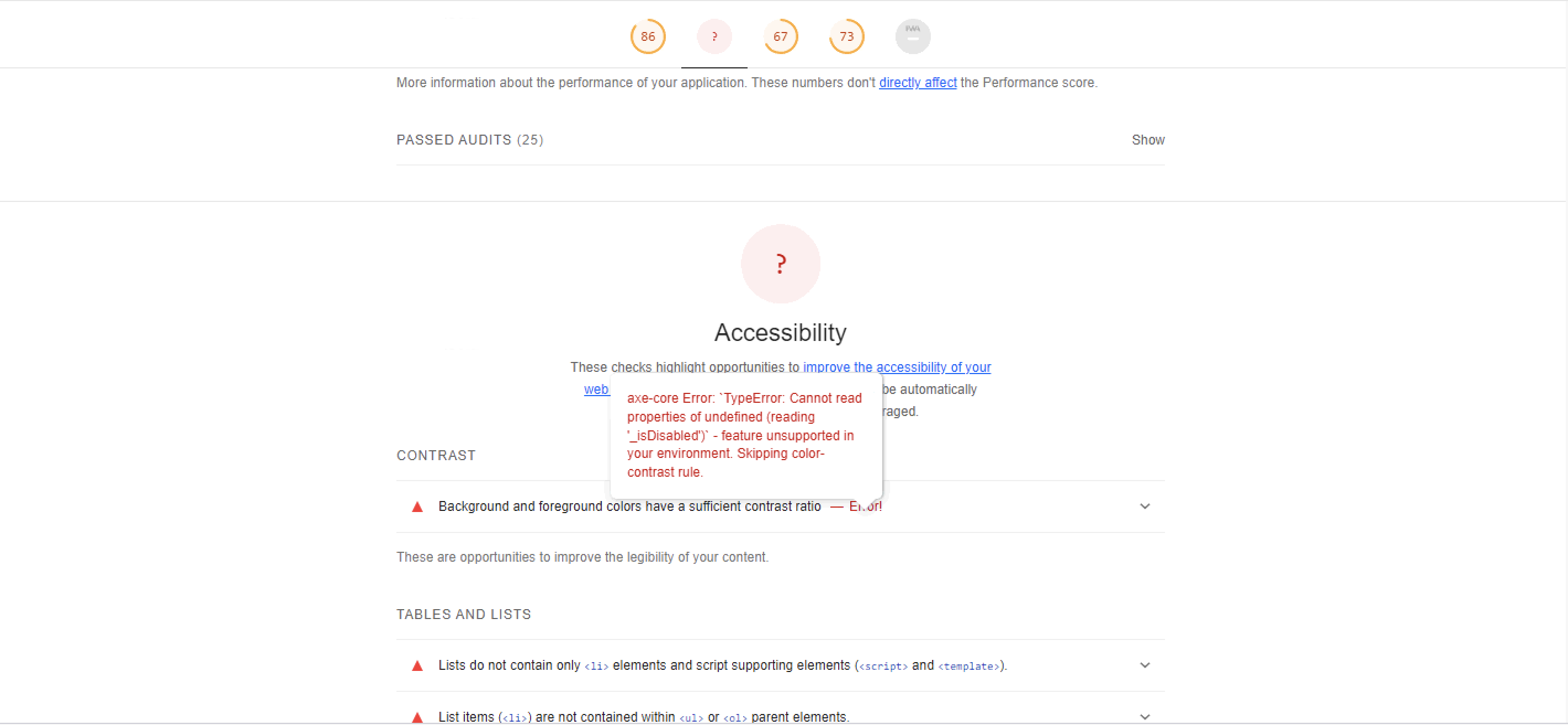 Background and foreground colors have a sufficient contrast ratio error axe-core Error:Cannot ...