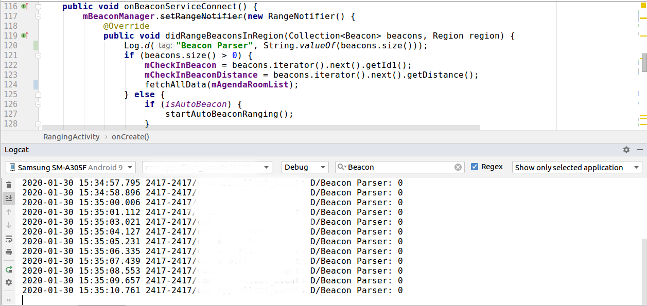 didRangeBeaconsInRegion method giving empty beacons list even when beacons are present in region ...