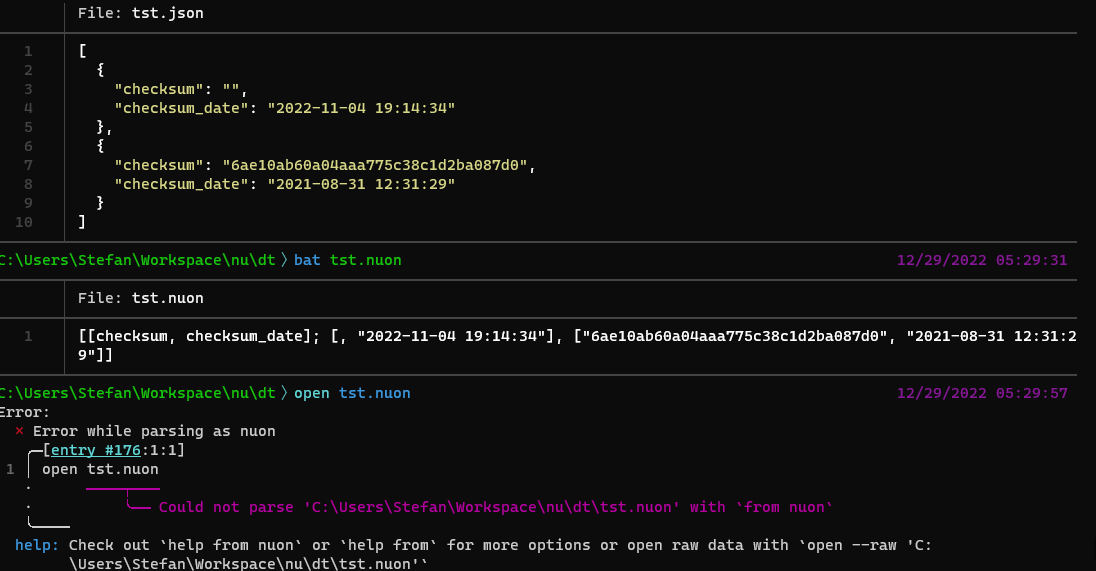 Nuon Conversion Error · Issue 7631 · Nushellnushell · Github