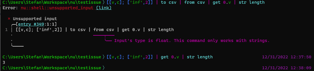 Issue With Csv Conversion For Inf String · Issue 7644 · Nushell Nushell · Github