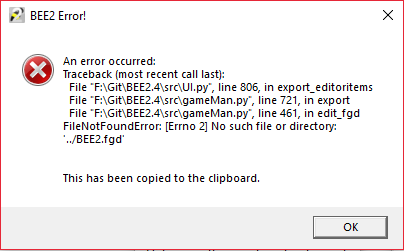 Error when exporting to Portal 2 (PR: 30) · Issue #998 · BEEmod/BEE2.4 ...