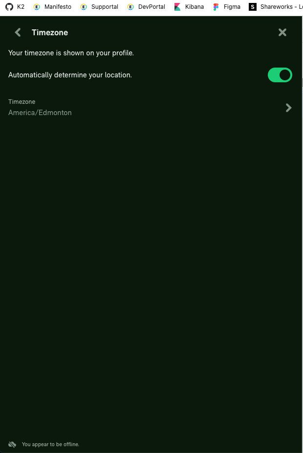 Web - Settings - Message "You appear to be offline" message NOT displayed in Timezone page ...