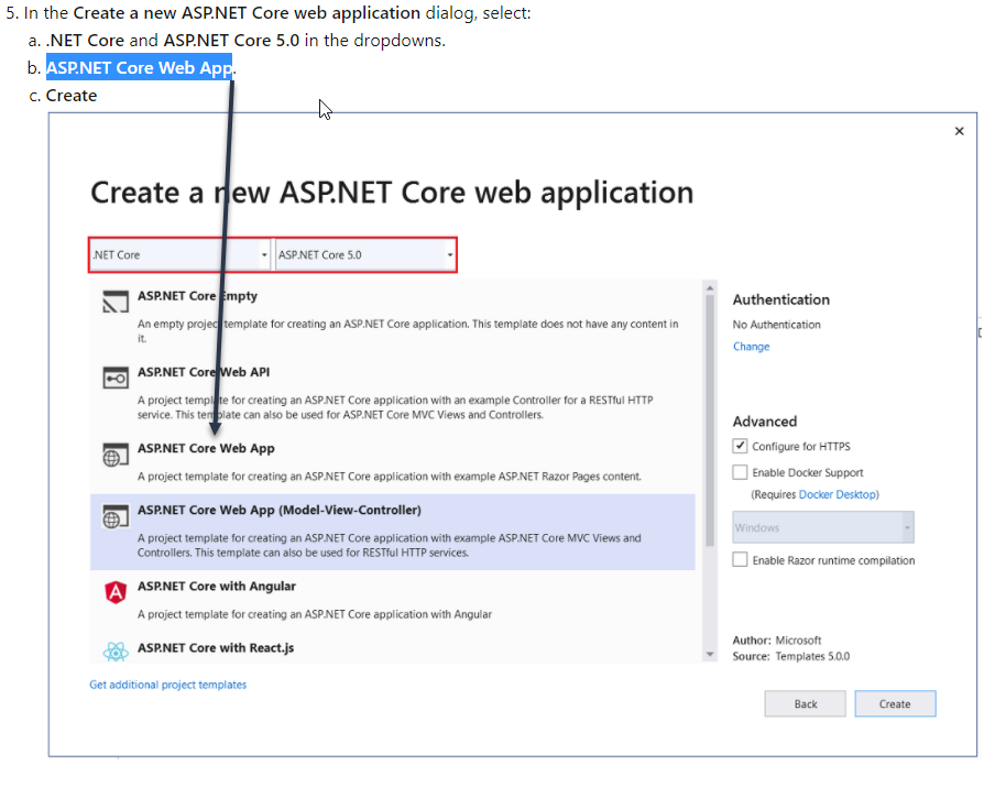 Wrong create project screenshot · Issue #21215 · dotnet/AspNetCore.Docs · GitHub