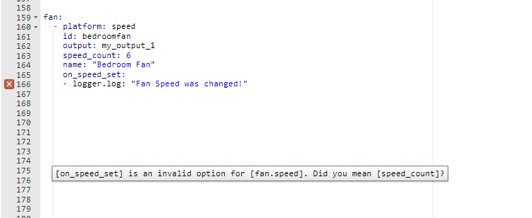 on_speed_set shown as invalid option for fan · Issue #2565 · esphome/issues · GitHub