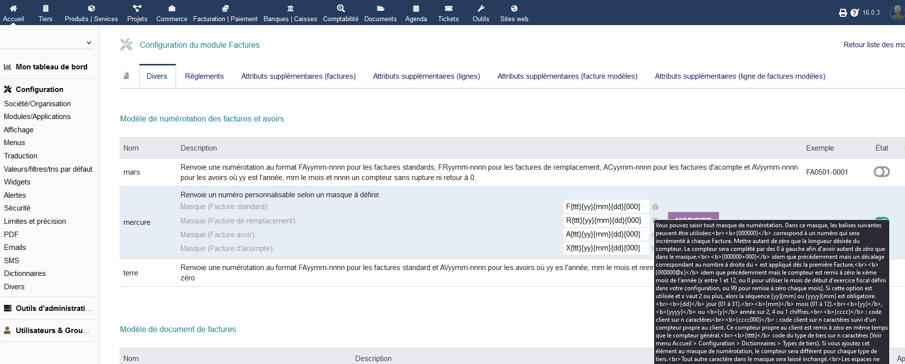 Bug: Bulle explicative du modele mercure dans module facture contient des balises HTML · Issue ...