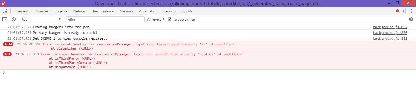 Privacy Badger broken as of Vivaldi version 1.14 · Issue #1855 · EFForg ...