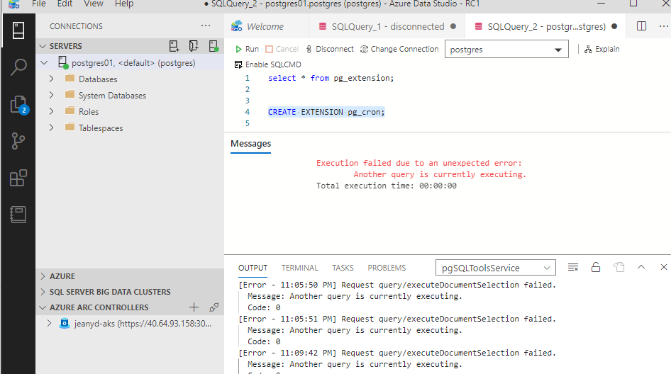 Unstable ADS when querying Dusky - Message: Another query is currently executing - But server ...