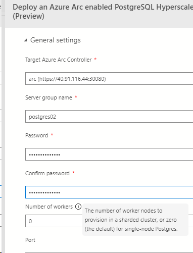 Deployment of Azure Arc enabled PostgreSQL Hyperscale refers to Postgres Single single with 0 ...