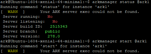 exec not found with update 278 · Issue #924 · arkmanager/ark-server-tools · GitHub