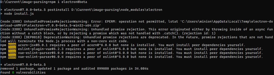 Unable to install Electron version >=7: EPERM: operation not permitted · Issue #20455 · electron ...