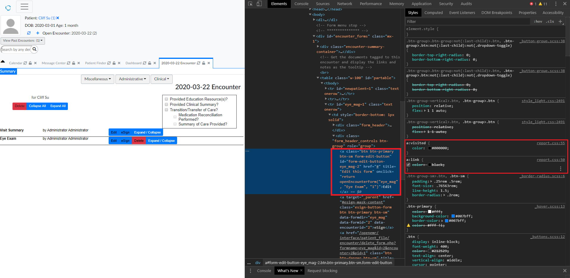 Fix: remove report.css a tag style. by stu01509 · Pull Request #3328 · openemr/openemr · GitHub