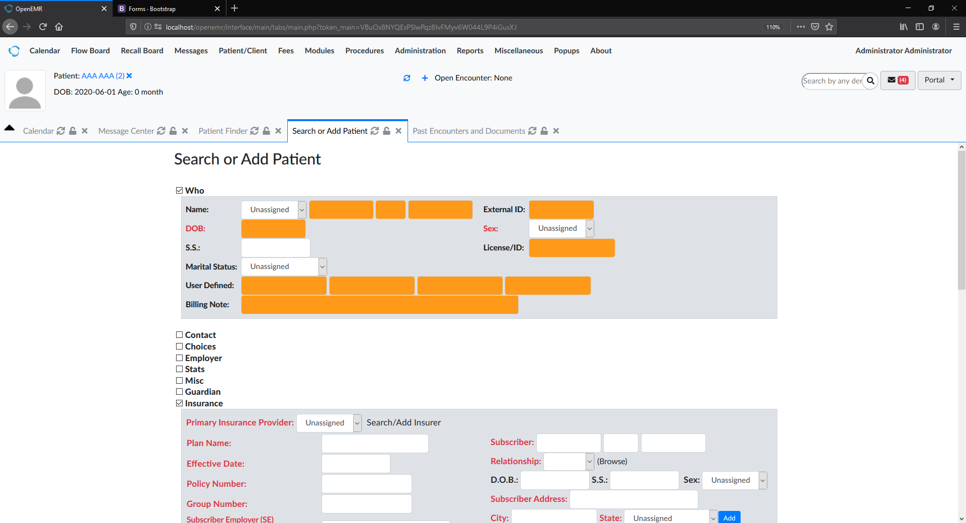 UI Issue: Search or Add Patient odd input field · Issue #3683 · openemr/openemr · GitHub