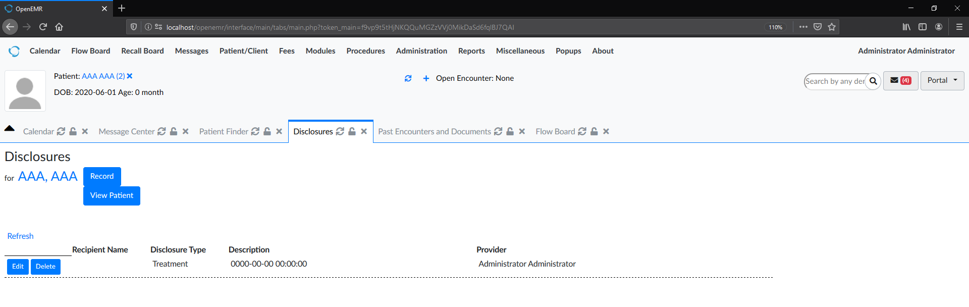 Ui Issue Dashboard Disclosures Page · Issue 3700 · Openemr Openemr