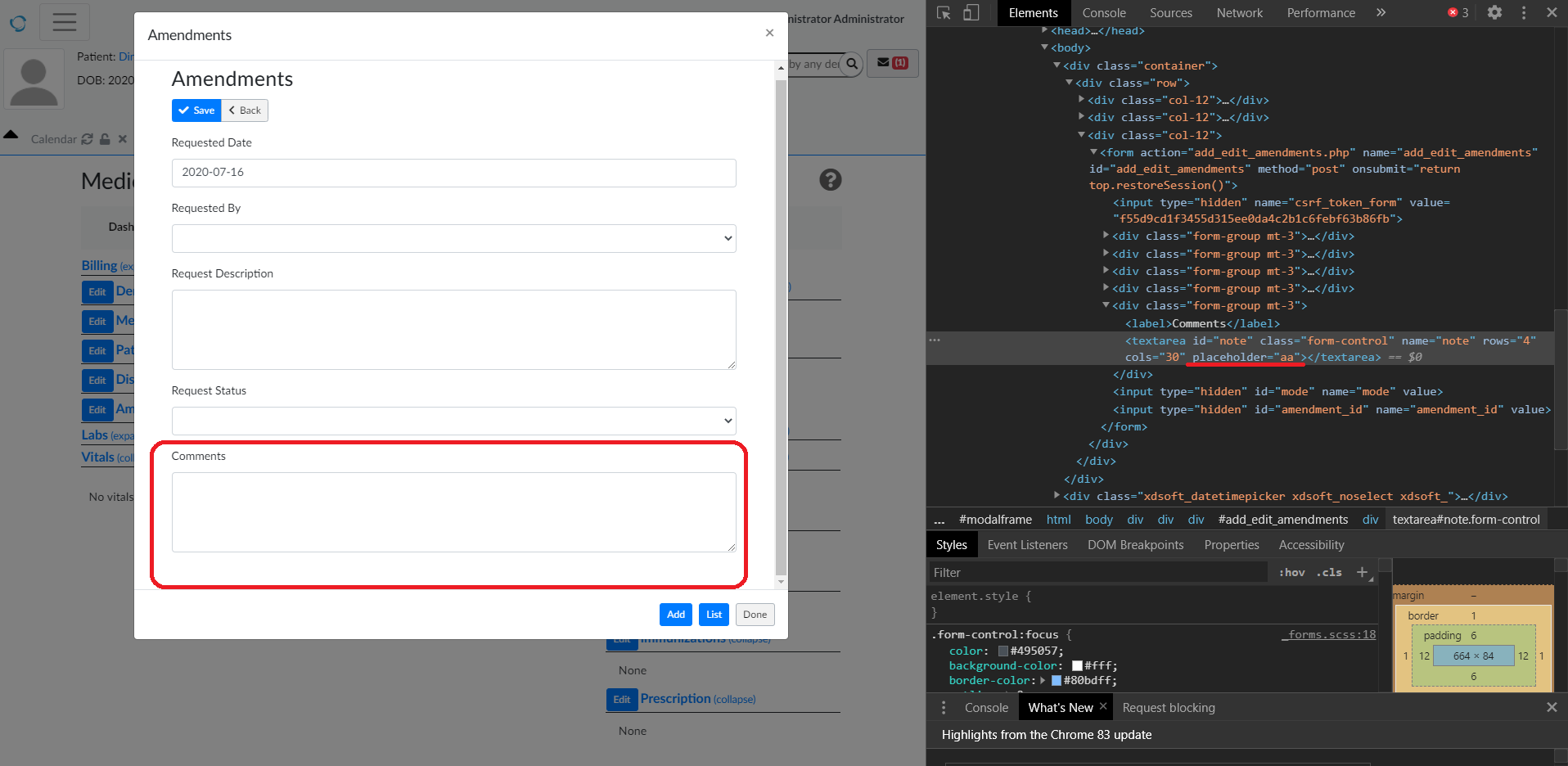 Refactor: refine the amendments add and edit page. by stu01509 · Pull Request #3753 · openemr ...