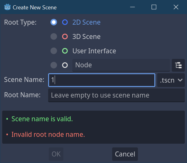 Scene creation dialog detects some root names as invalid when it shouldn't · Issue #66158 ...