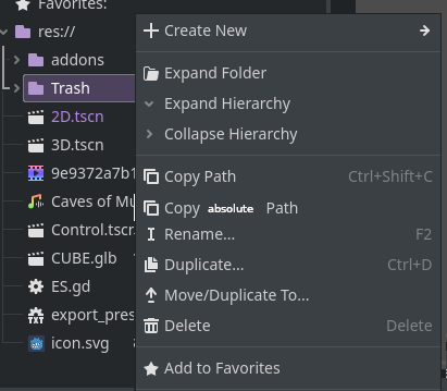 Add "Copy Absolute Path" to filesystem folders · Issue #7521 · godotengine/godot-proposals · GitHub