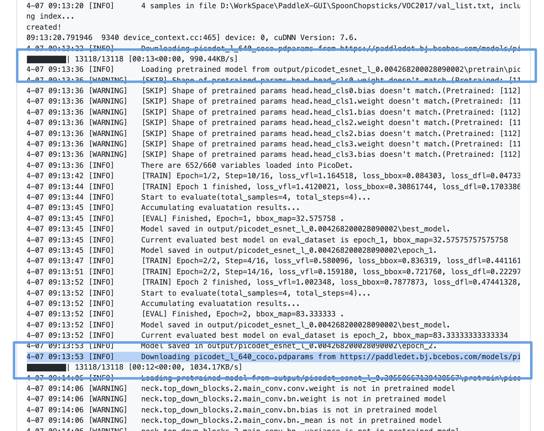 训练时，预训练模型参数加载完成后报错 · Issue #1448 · PaddlePaddle/PaddleX · GitHub