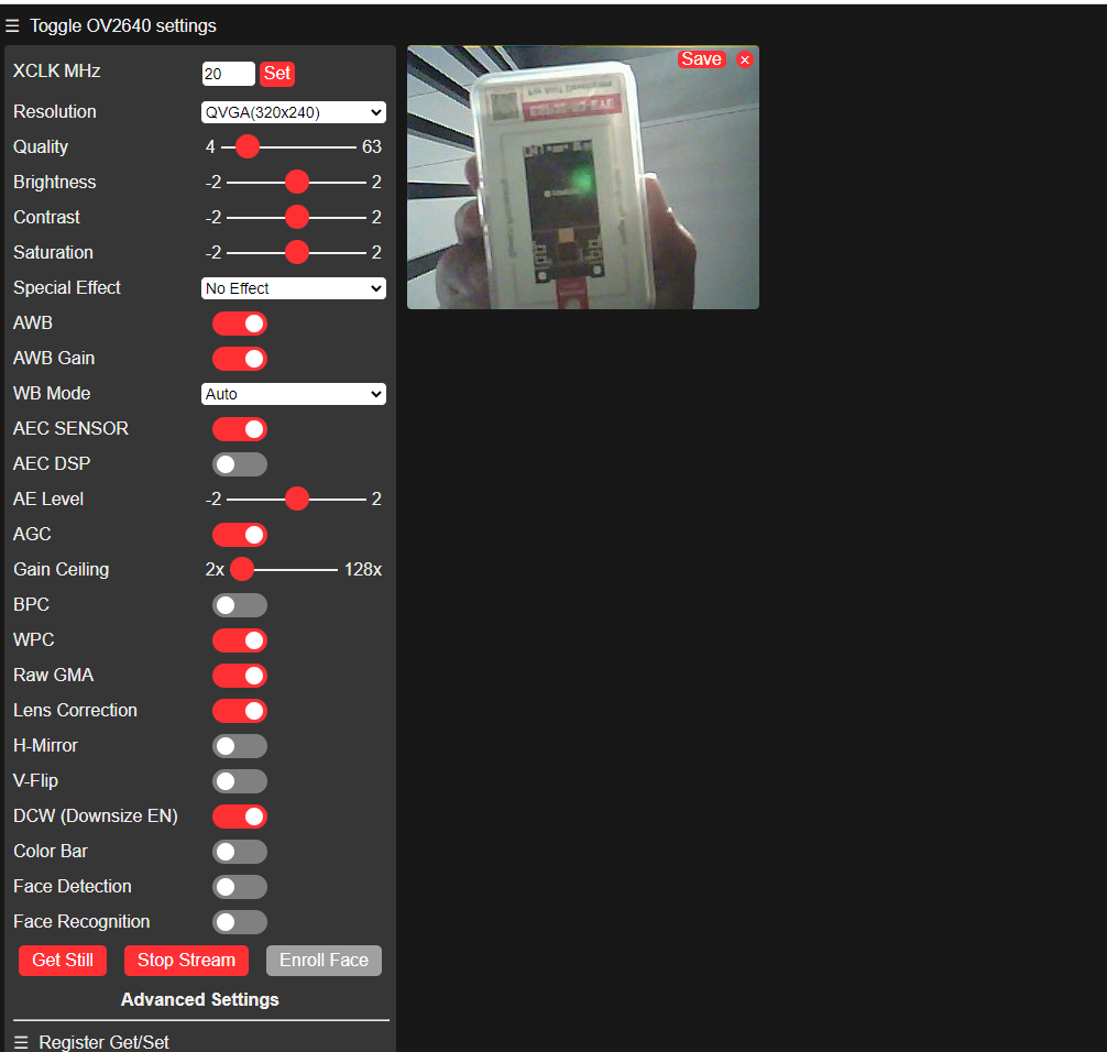 human face detection/web example - changing resolution not working via web interface (AIV-631 ...