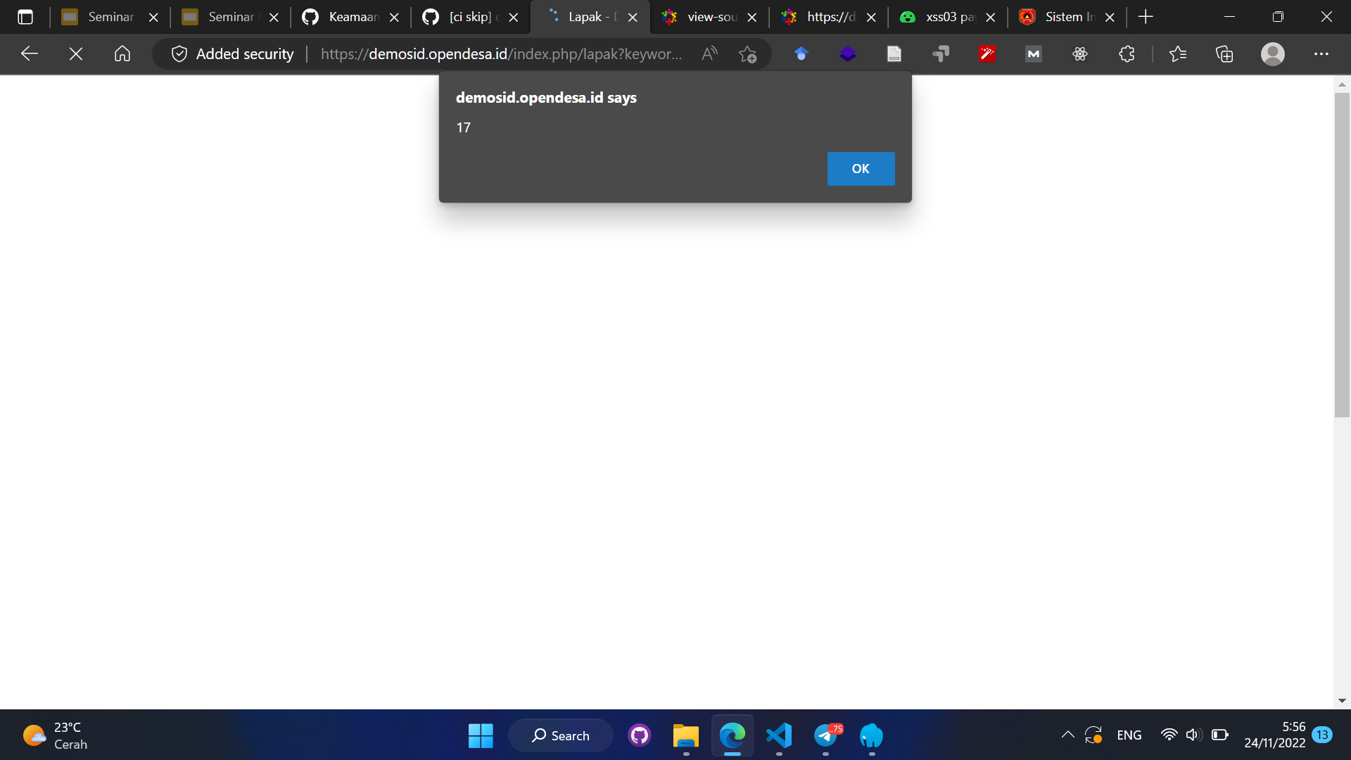 Keamaan Form Xss Reflected · Issue 6026 · Opensidopensid · Github 