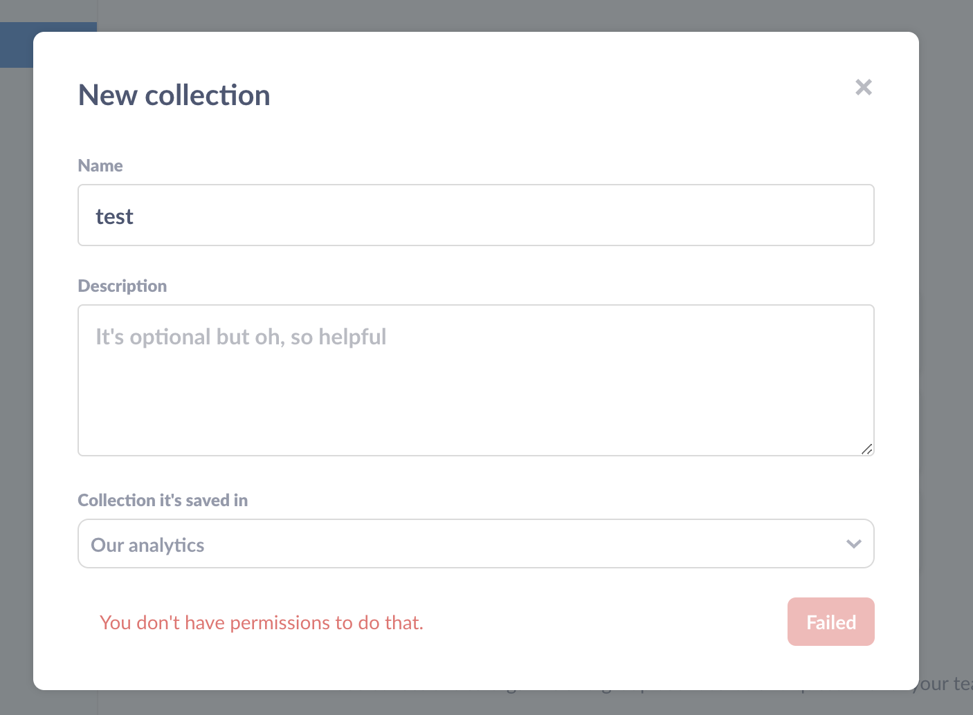 The "New collection" button should be disabled when viewing a ...