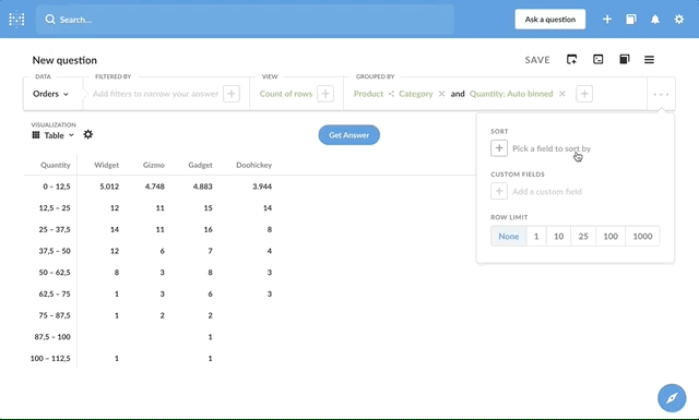 Can't sort queries by timestamp or binned numbers, ascending or ...