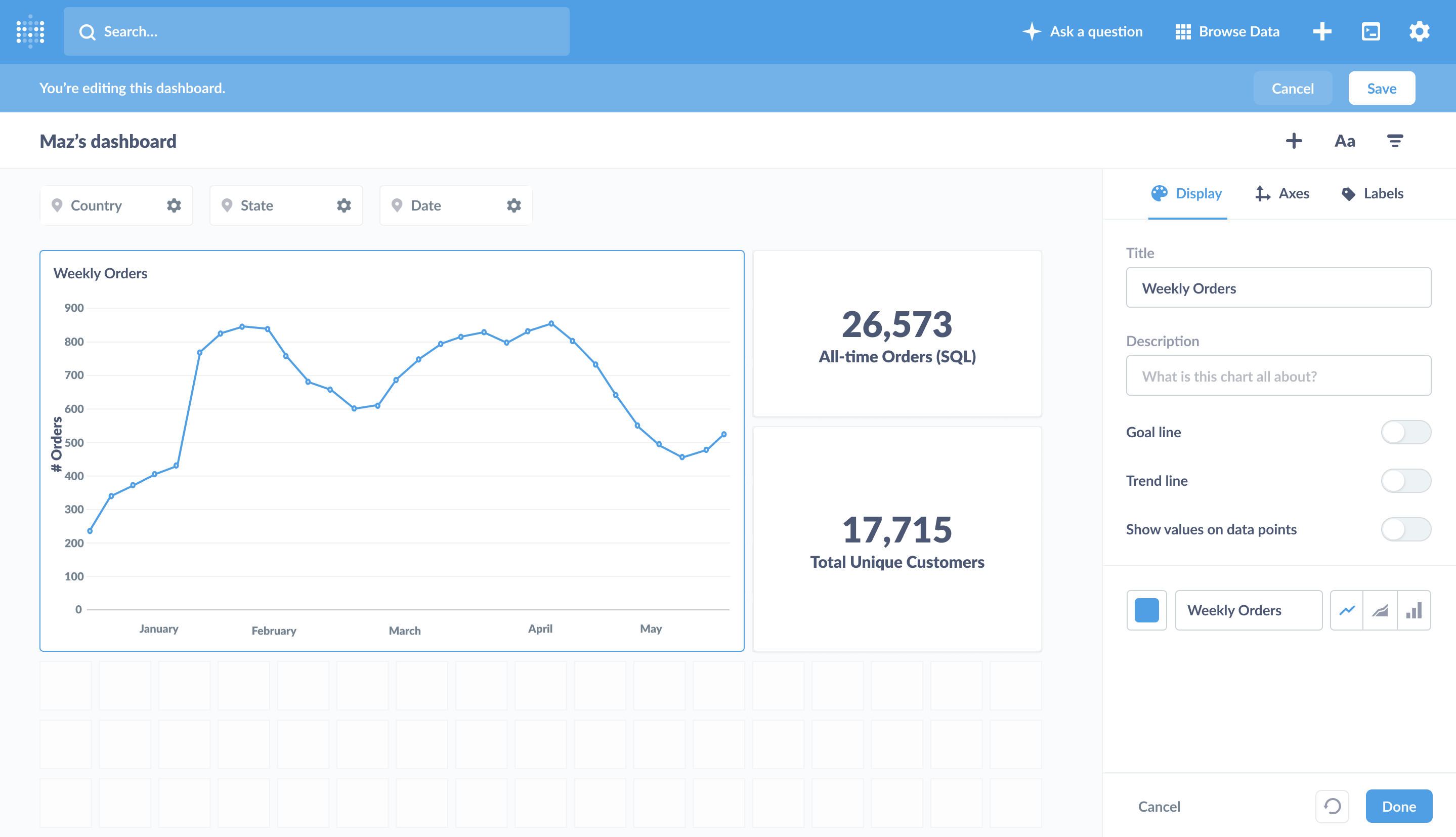 Implement chart visualization settings in sidebar for dashboard cards · Issue #13864 · metabase ...