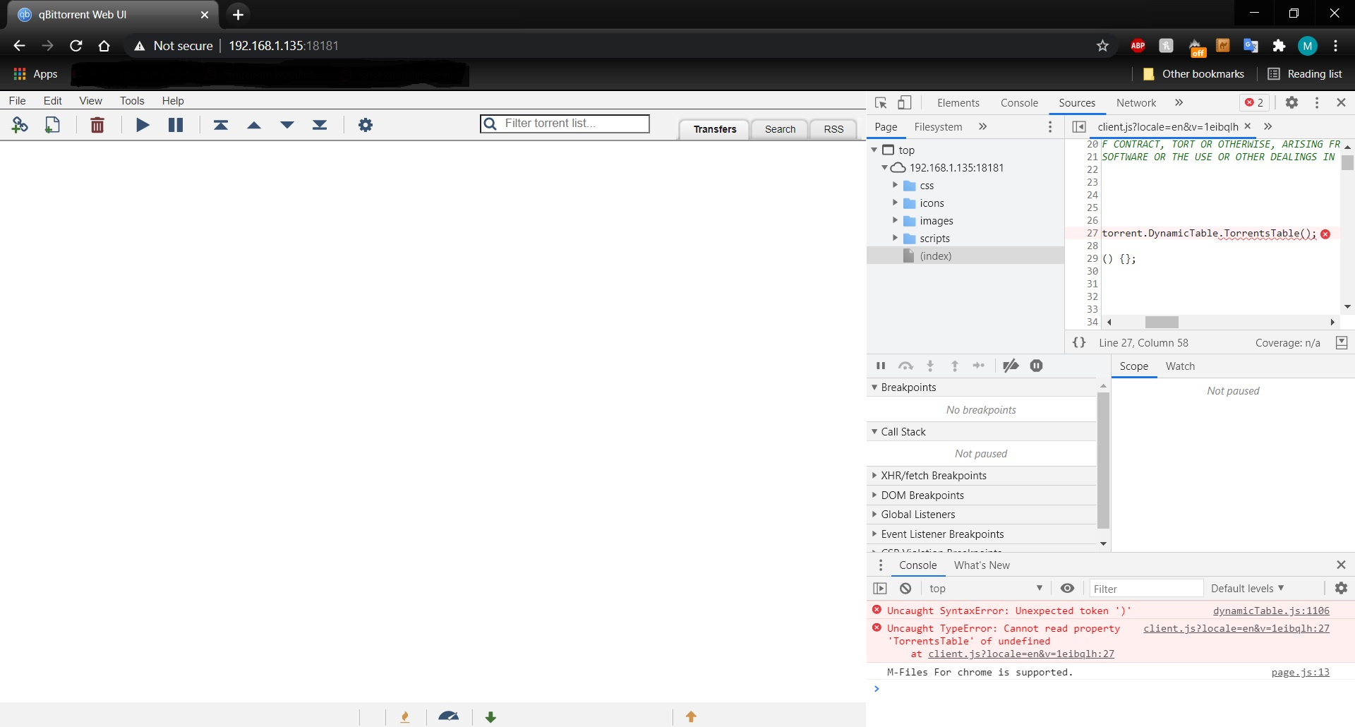 WebUI fails to display correctly · Issue #14621 · qbittorrent/qBittorrent · GitHub