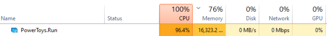 PowerToys Run uses 100% of cpu and ram when using window walker plugin ...