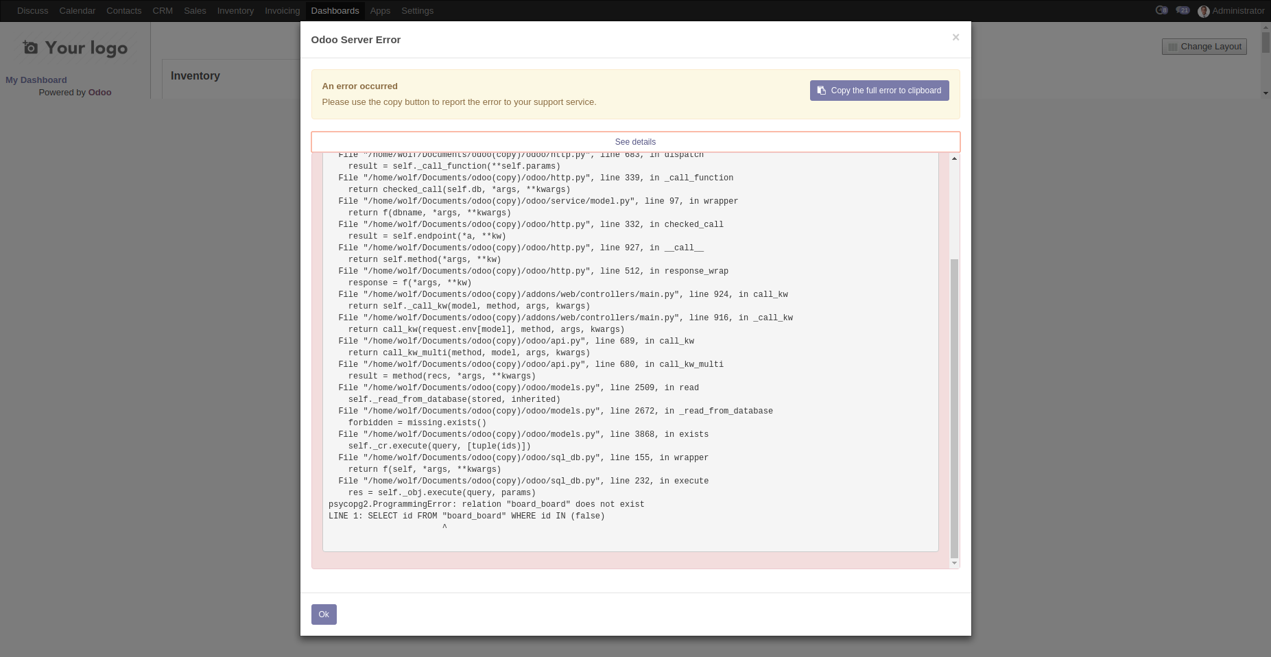 [11.0][community]Odoo Server Error when click button in dashboard ...