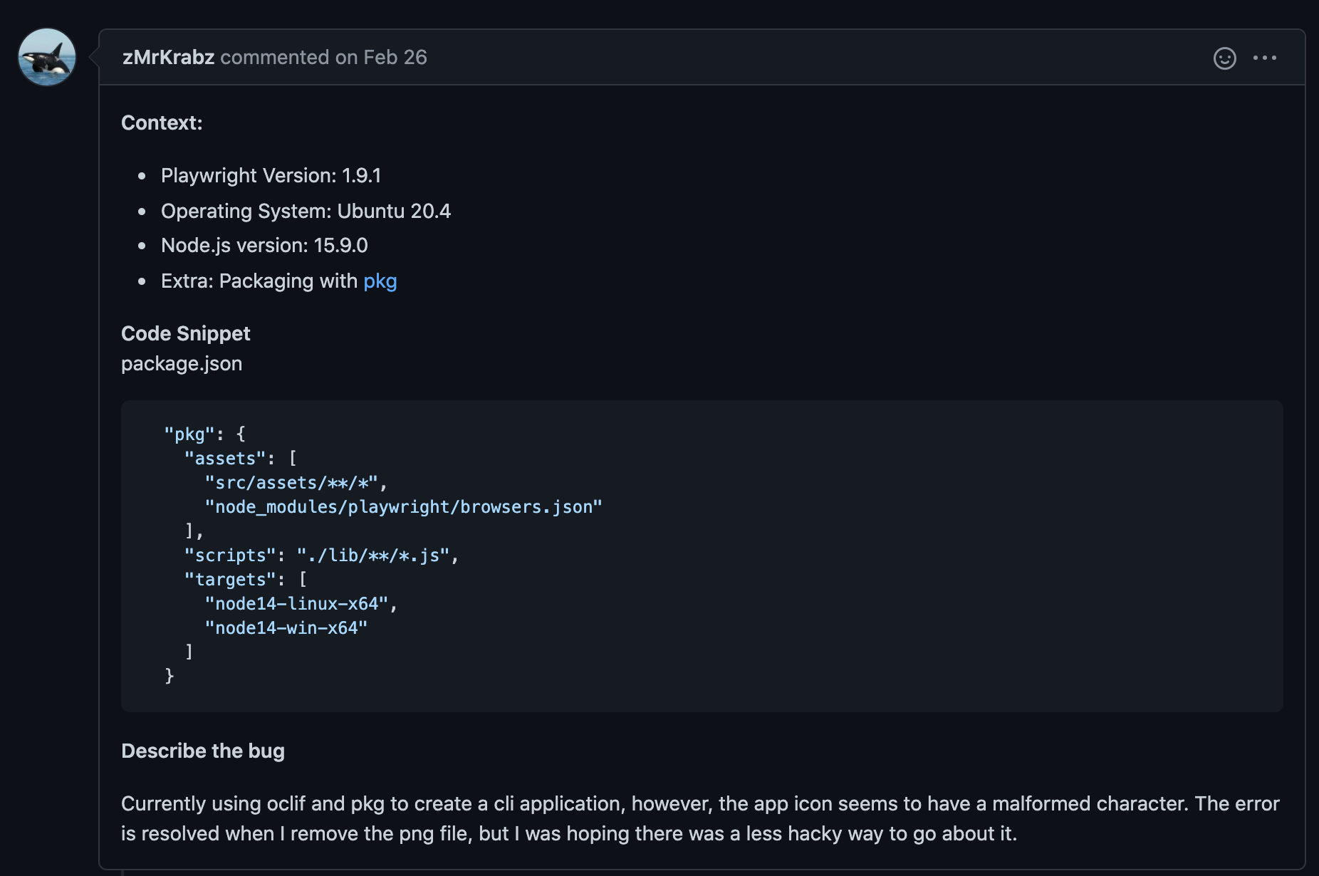 [BUG] Unexpected character in app icon · Issue #1274 · vercel/pkg · GitHub
