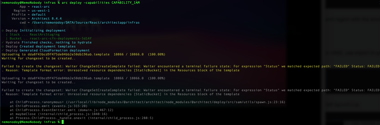 Template Format Error Unresolved Resource Dependencies StaticBucket 