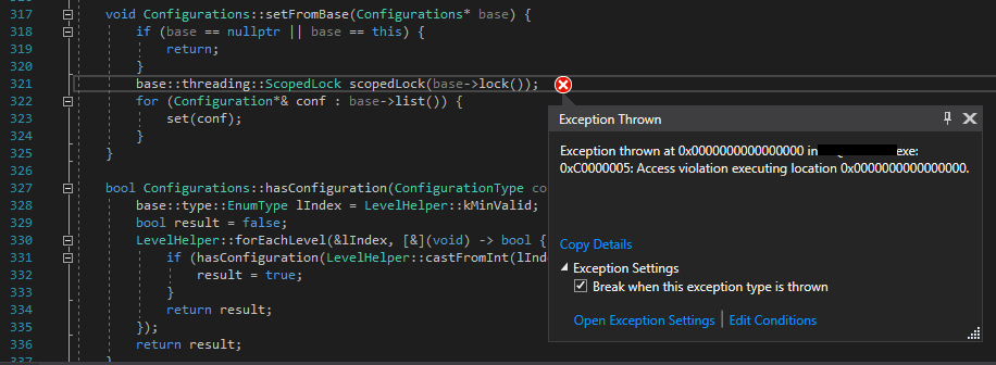 scopedLock access violation in multi-threaded code · Issue #674 · abumq/easyloggingpp · GitHub