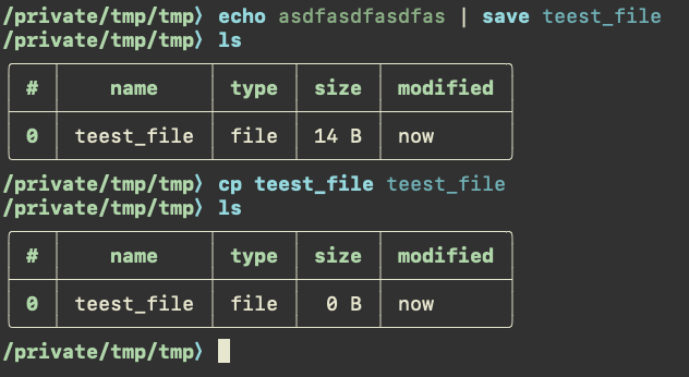 cp will clear the source file if source and destination is the same ...