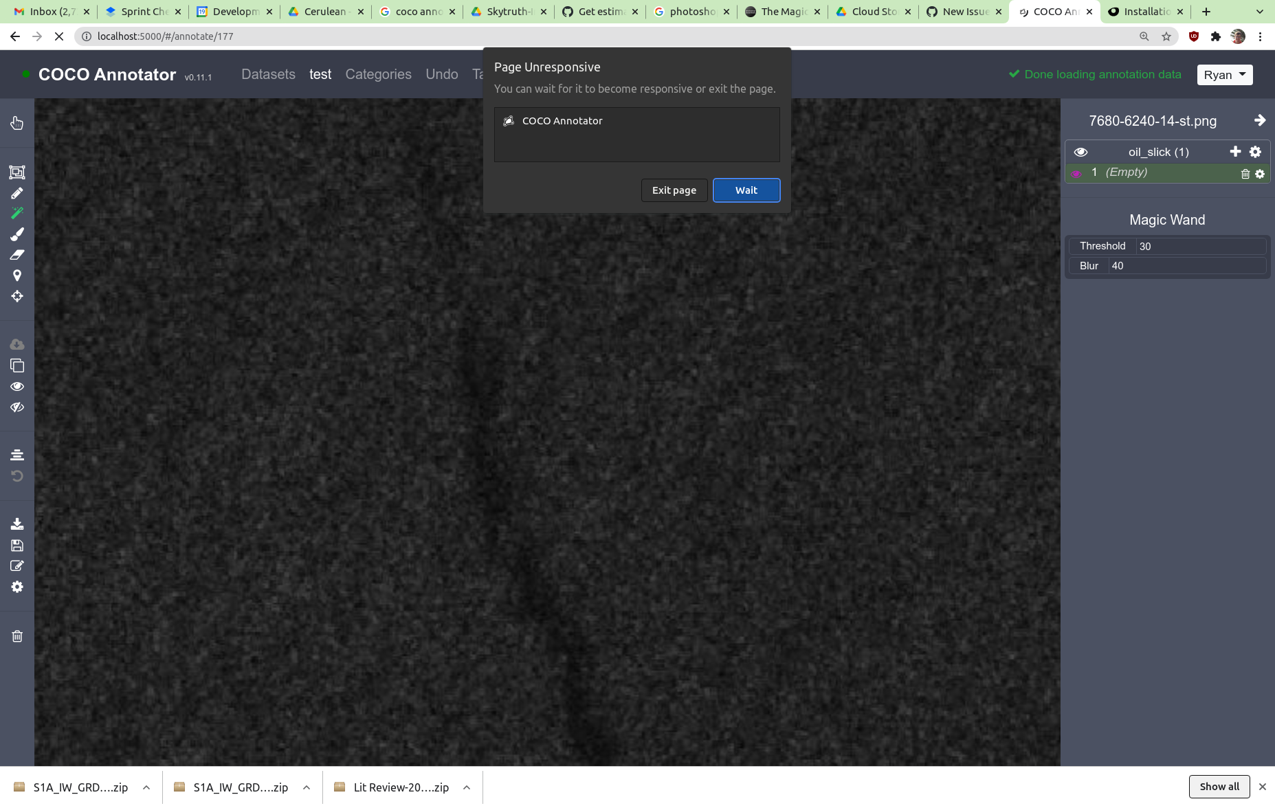page becomes unresponsive when using magic wand tool on newest version with single band image ...