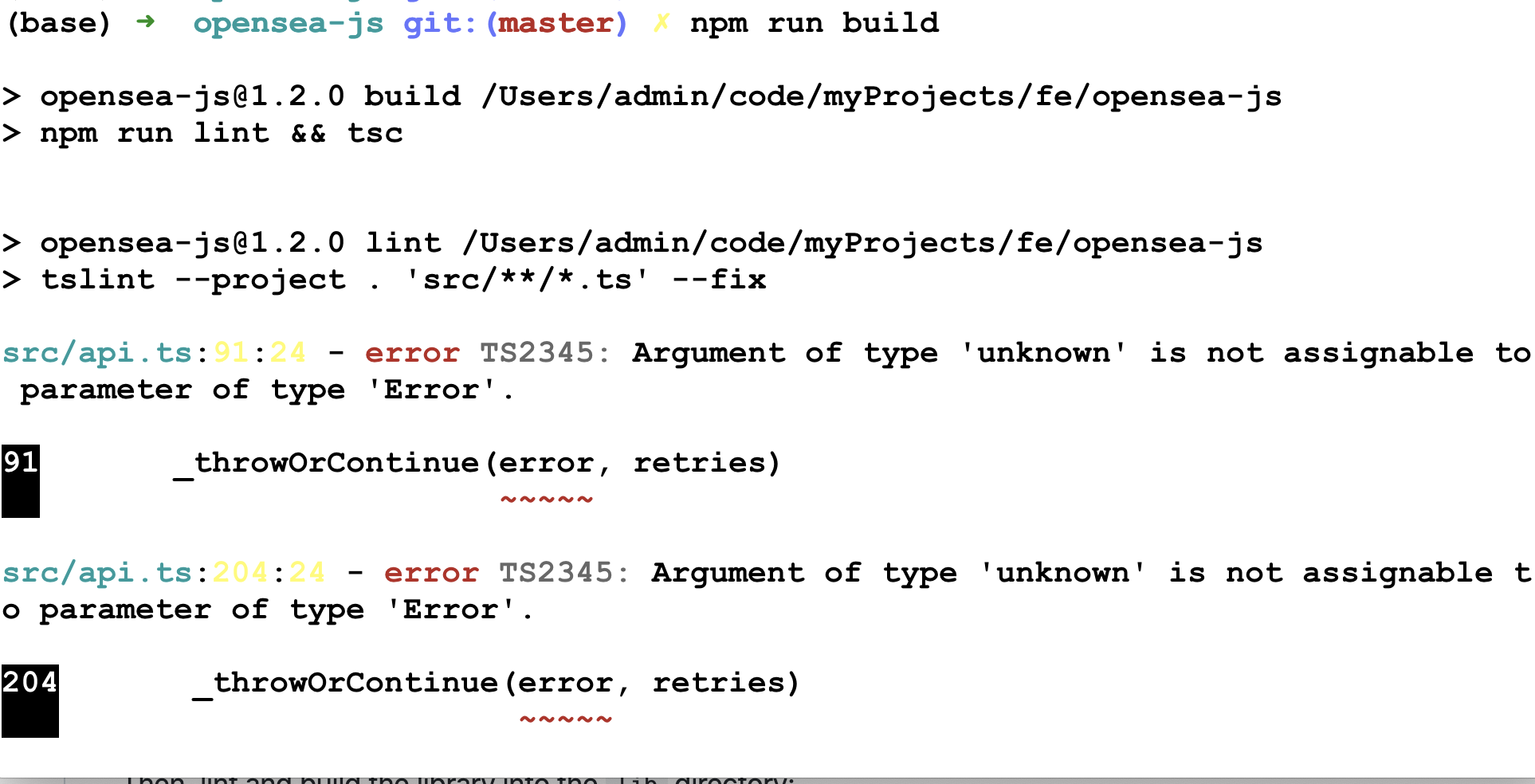 npm run build error · Issue #164 · ProjectOpenSea/opensea-js · GitHub