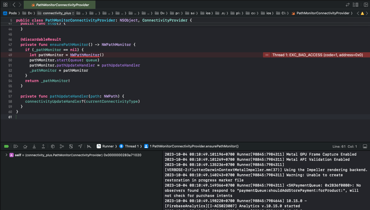 [Bug]: Thread 1: EXC_BAD_ACCESS (code=1, address=0x0) · Issue #2216 · fluttercommunity/plus ...
