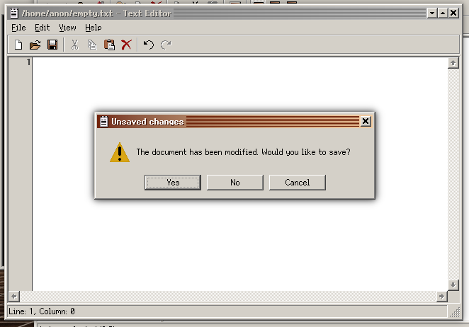 TextEditor: Saving an empty file confuses the "is-modified" state ...