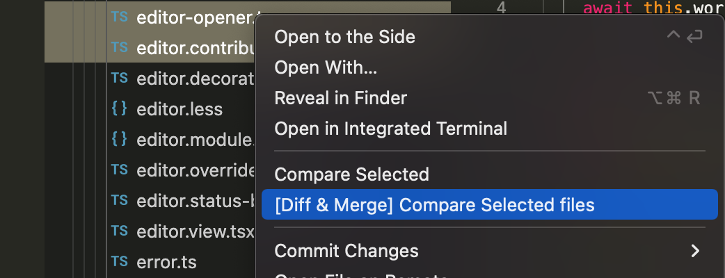 安装diff And Merge插件,选择2个文件diff的时候(choose A File To Merge),提示error Command 。 · Issue 2342